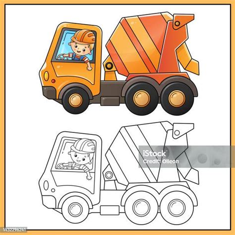 색칠 공부 페이지 개요 노동자와 만화 콘크리트 믹서 건설 차량 아이들을위한 색칠 공부 책 건설 기계류에 대한 스톡 벡터 아트 및 기타 이미지 Istock