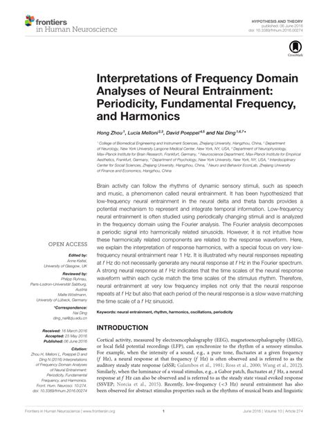 Pdf Interpretations Of Frequency Domain Analyses Of Neural Entrainment Periodicity