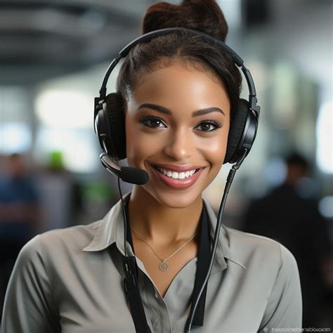 Premium Ai Image Female Call Center Operator Wearing Headset