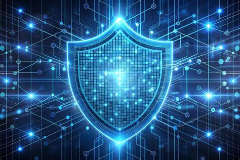 A Cybersecurity Shield Made Of Glowing Binary Code Protecting A Network Of Interconnected