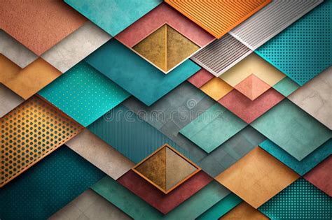 Complex Abstract Composition With Overlapping Geometric Shapes And Textured Layers Creative Ai