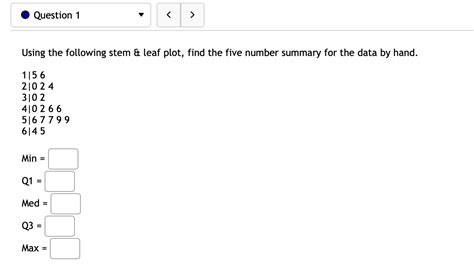 Solved Question Using The Following Stem Leaf Plot Chegg Com