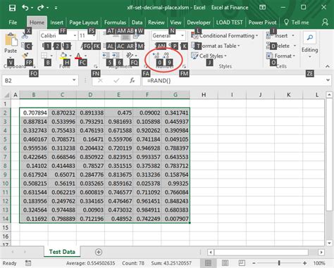 Xlf Decimal Place KB Shortcut