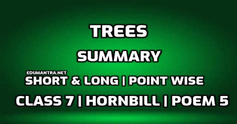 Trees Summary Class 7 Pdf Short And Long Point Wise From Book Honeycomb