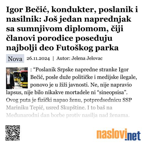 Igor Bečić Kondukter Poslanik I Nasilnik Još Jedan Naprednjak Sa Sumnjivom Diplomom čiji