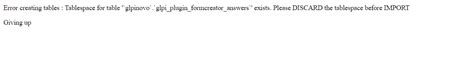 Error Creating Tables Tablespace For Table `glpinovo``glpiplugin