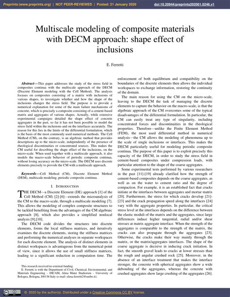 Pdf Multiscale Modeling Of Composite Materials With Decm Approach Shape Effect Of Inclusions
