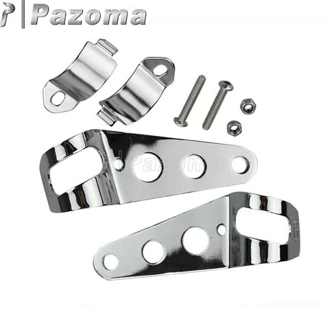 2 Pcs Motorcycle Chrome Headlight Mount Brackets Fork Ear For Harley Honda Suzuki Yamaha Ducati