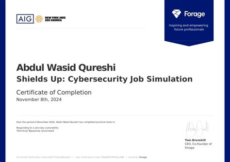 Abdul Wasid Qureshi On Linkedin Forage