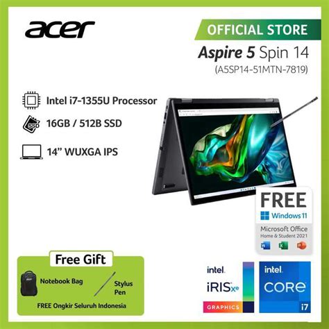 Promo Acer Laptop In Aspire Spin A Sp Mtn Wuxga Intel Core I U Ram