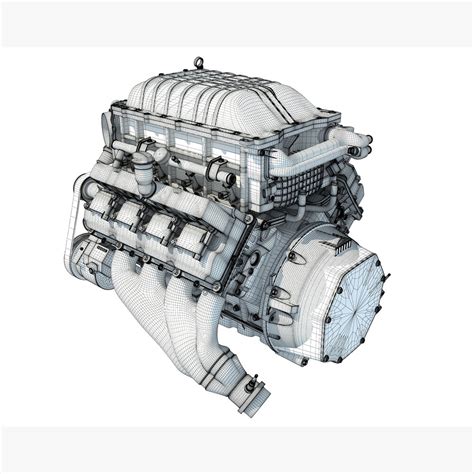 Dodge Challenger Supercharged Hemi Demon V8 Engine 3d Model Download Engine On