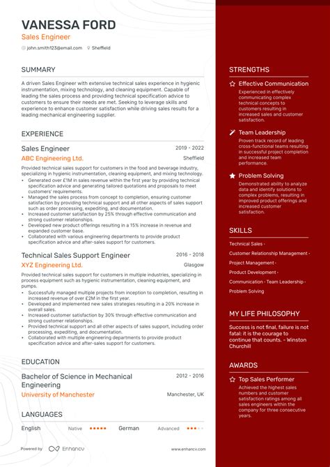 3 Sales Engineer Cv Examples For 2023