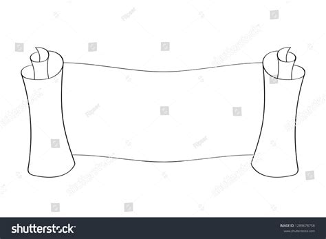 Horizontal Paper Scroll Outline Drawing Illustration Stock Illustration 1289678758 Shutterstock