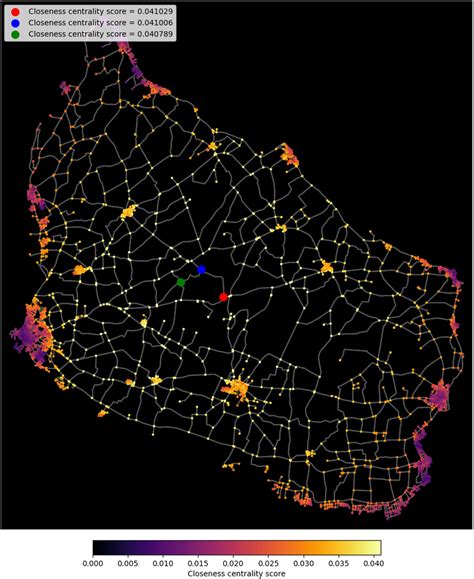 2 Closeness Centrality Shown By Nodes For Bornholm Download Scientific Diagram