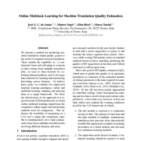 Online Multitask Learning For Machine Translation Quality Estimation Acl Anthology
