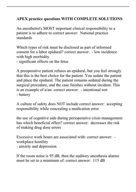 APEX Practice Questions WITH COMPLETE SOLUTIONS APEX Stuvia US