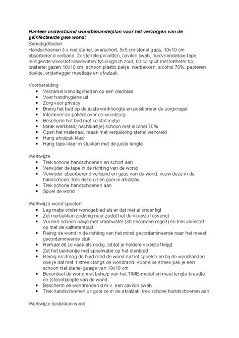 Wondbehandelplan Geïnfecteerde Gele Wond Stappen En Benodigdheden