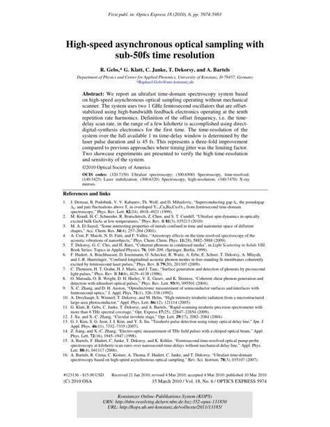 Pdf High Speed Asynchronous Optical Sampling With Sub 50fs Time
