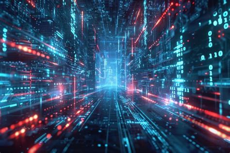 premium photo cyber data tunnel with glowing binary code