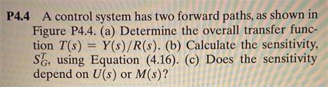 Solved P A Control System Has Two Forward Paths As Shown Chegg