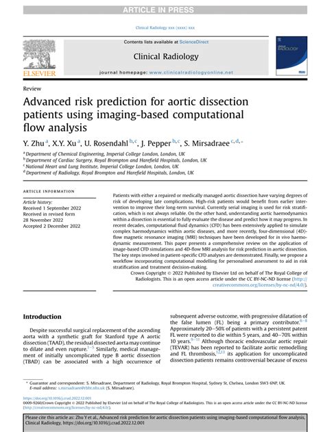 Pdf Advanced Risk Prediction For Aortic Dissection Patients Using