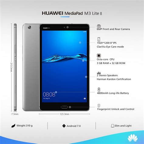 Huawei Mediapad M Lite Wifi Tablet Android Gb Ram Gb Storage Grey Ebay