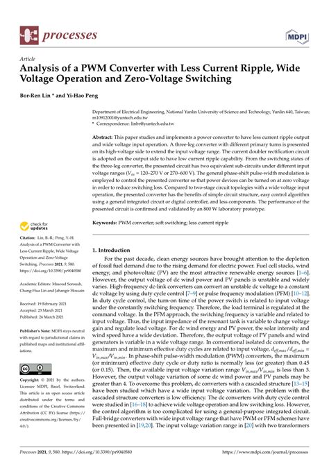 Pdf Analysis Of A Pwm Converter With Less Current Ripple Wide