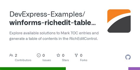 Github Devexpress Exampleswinforms Richedit Table Of Contents Practical Guide Net Winforms
