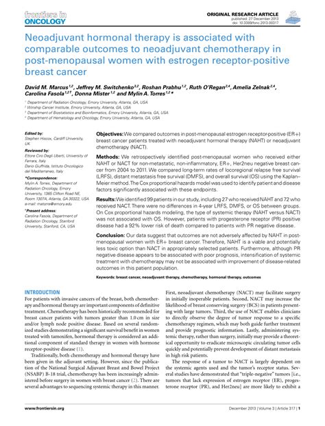 Pdf Neoadjuvant Hormonal Therapy Is Associated With Comparable Outcomes To Neoadjuvant