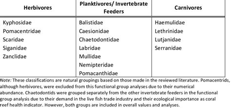 Functional Group Classifications Modified From Halpern 2003