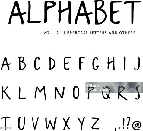 손으로 그린된 벡터 알파벳입니다 산세리프 글꼴 표시 잉크와 함께 작성 하는 고립 된 편지 서 예 레터링 필기에 대한 스톡 벡터 아트 및 기타 이미지 Istock