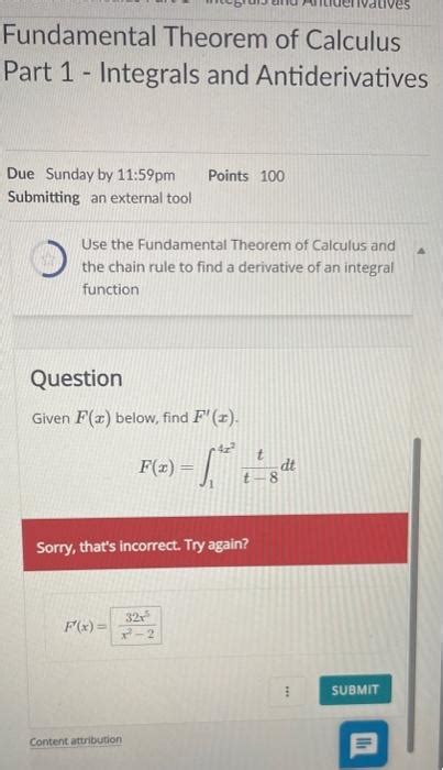 Solved Fundamental Theorem Of Calculus Part 1 Integrals