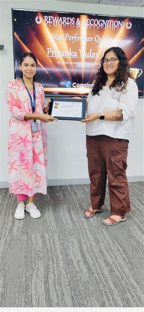 priyanka yadav on linkedin getting recognition is always special star performer quality in 1