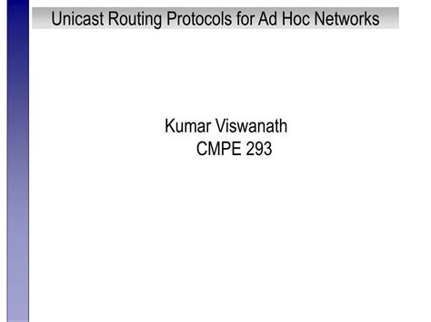 Ppt Unicast Routing Protocols For Ad Hoc Networks Powerpoint Presentation Id728183
