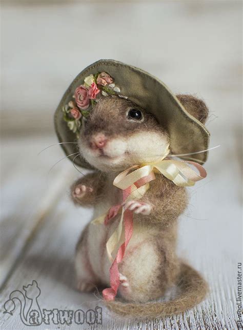 Felted Mouse “coquette” In The Online Store At The Craftsmens Fair Felt Toy Moscow