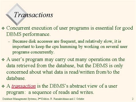 Transaction Management Overview Chapter 18 Database Management Systems