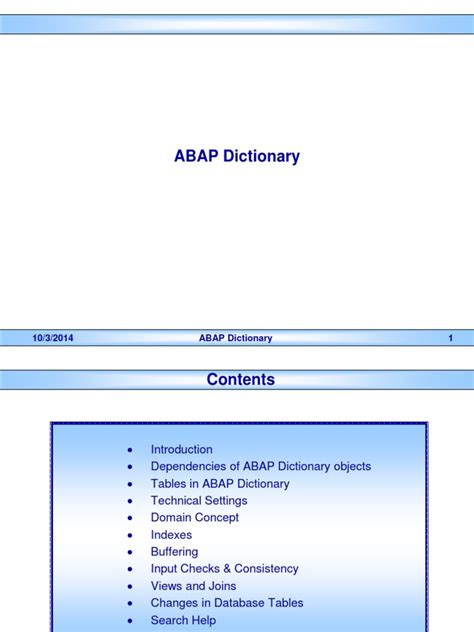 A Comprehensive Overview Of The Abap Dictionary Pdf Database Index