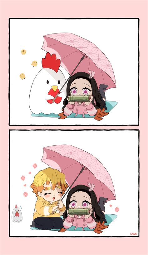 Kamado Nezuko And Agatsuma Zenitsu Kimetsu No Yaiba Drawn By Pori Kmt Pori Danbooru