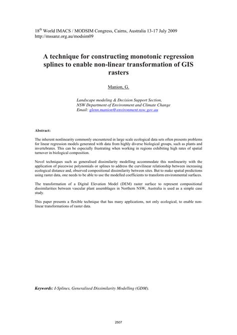 Pdf A Technique For Constructing Monotonic Regression Splines To