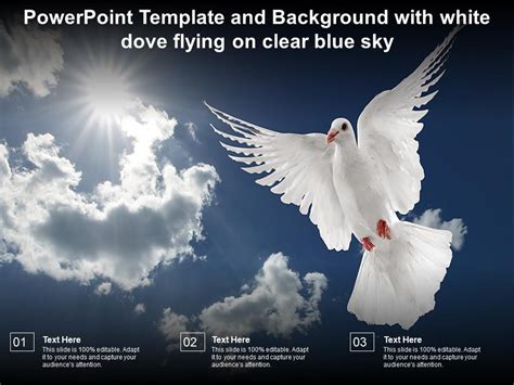 Powerpoint Template And Background With White Dove Flying On Clear Blue Sky Presentation