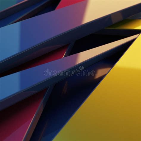 Abstract Composition Featuring Angular Overlapping Shapes With A Glossy Finish The Stock