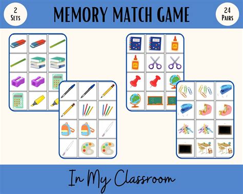 Classroom Memory Game Memory Match Game Memory Game Etsy
