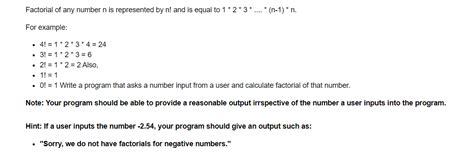 Solved Factorial Of Any Number N Is Represented By N And Is Chegg Com