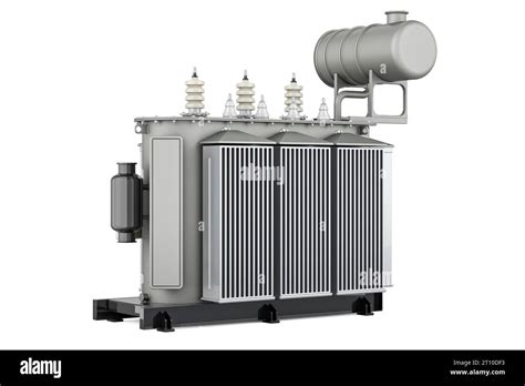 high voltage power transformer 3d rendering isolated on white