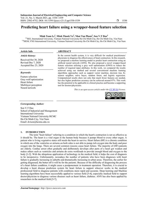 Predicting Heart Failure Using A Wrapper Based Feature Selection PDF