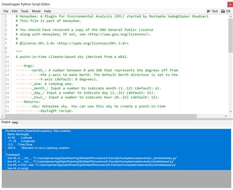 Error Creating Sky Matrix From Wea File Honeybee Ladybug Tools