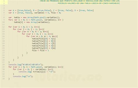 TablaLogicaAMatrizJavascript Tutorias Co