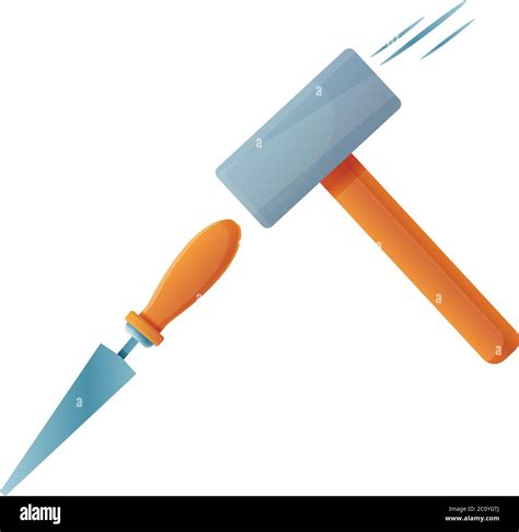 Hammer On Chisel Icon Cartoon Of Hammer On Chisel Vector Icon For Web Design Isolated On White