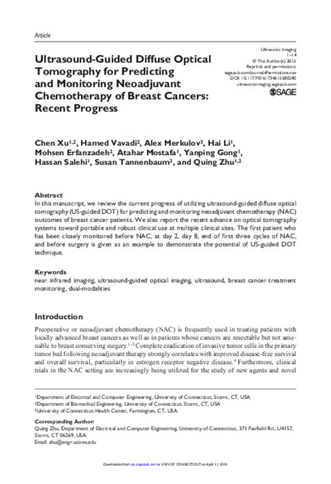Pdf Ultrasound Guided Diffuse Optical Tomography Dot Of Invasive