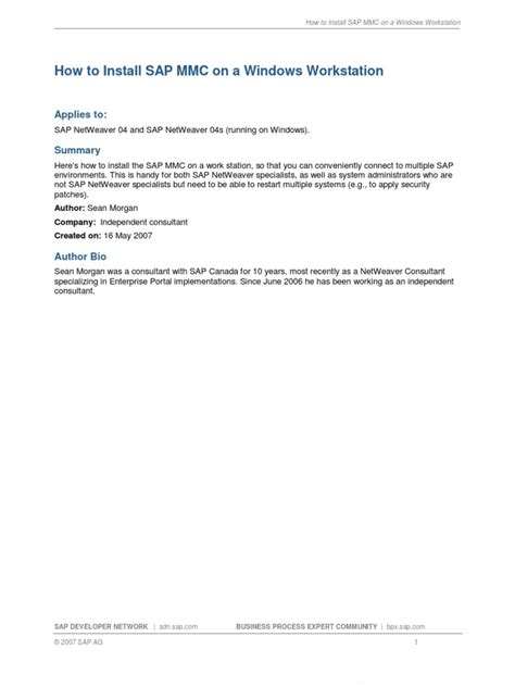 how to install sap mmc on windows workstation pdf